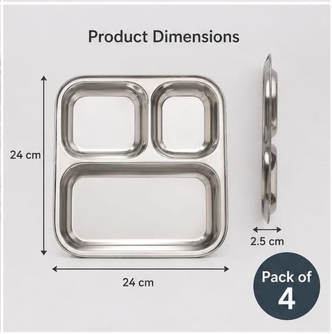Nirvaanhub Perfect for snacks, dosa, idli, Sectioned Plate Price in ...