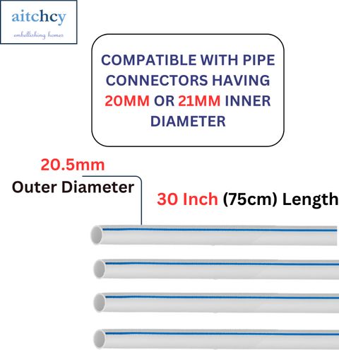 Aitchcy PVC Pipe with 20mm Outer Diameter 30 inch length (Pack of 4) 20 ...