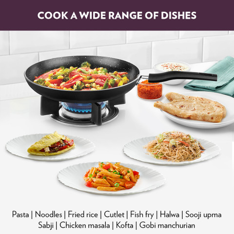 BOROSIL Granito Non-Stick Aluminium Deep Fry Pan with Handle Fry Pan 20 ...