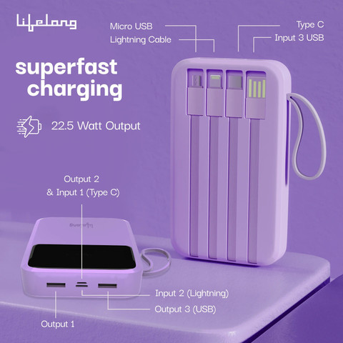 Lifelong 20000 mAh 22.5 W Compact Pocket Size Power Bank Price in India ...
