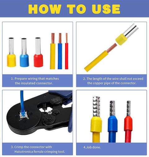 HASTHIP Ferrule Crimping Tool Kit, Self-Adjusting Square Wire Crimper ...