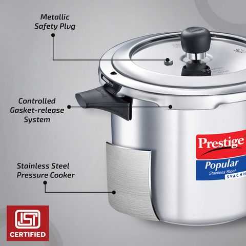 Prestige Popular Svachh Stainless Steel Combi Pack (Ouiter – Outer Lid ...