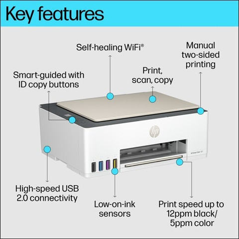 HP Smart Tank All in One 583 Multi-function WiFi Color Ink Tank Printer ...
