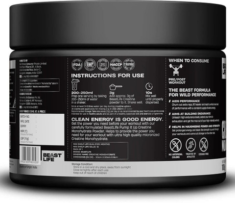 BeastLife Creatine Monohydrate | 33 Servings | NABL Lab Tested ...