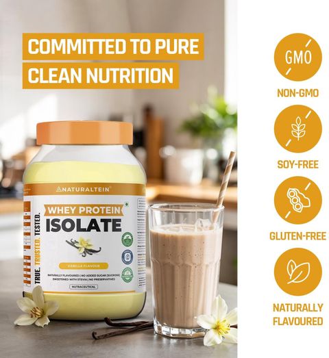 NATURALTEIN Natural Whey Protein Isolate. Naturally Flavoured, No ...