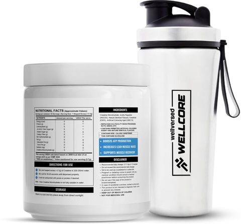 Wellcore Micronised Creatine Monohydrate + Steel Shaker | Trustified ...