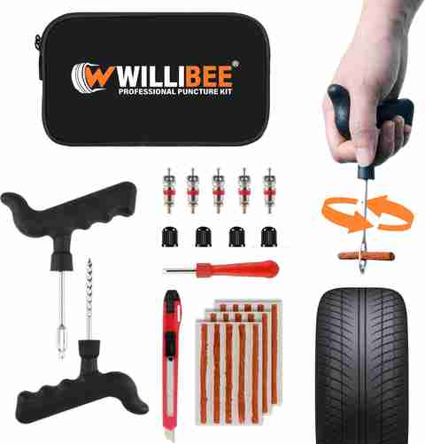 WILLIBEE 8-in-1 Tubeless Tyre Puncher Repair Kit for Car, Bike & SUV ...