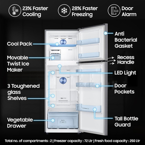 Samsung 322 L Frost Free Double Door 3 Star Convertible Refrigerator ...