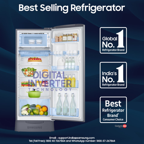 Samsung 223 L Direct Cool Single Door 3 Star Refrigerator with Base ...