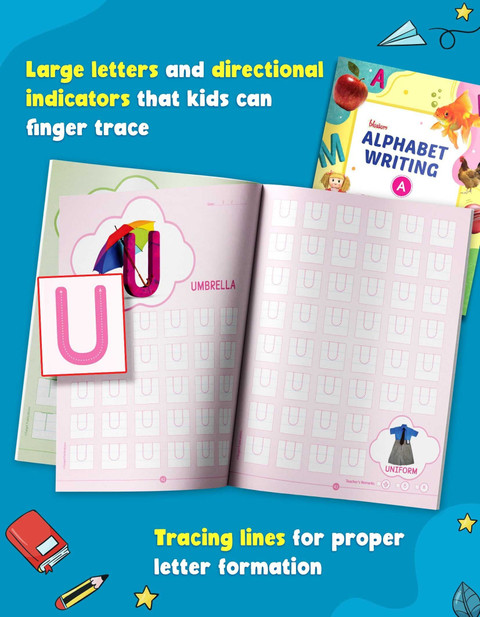 Kids Writing Practice Book | Capital Letters, Small Letters, Patterns ...