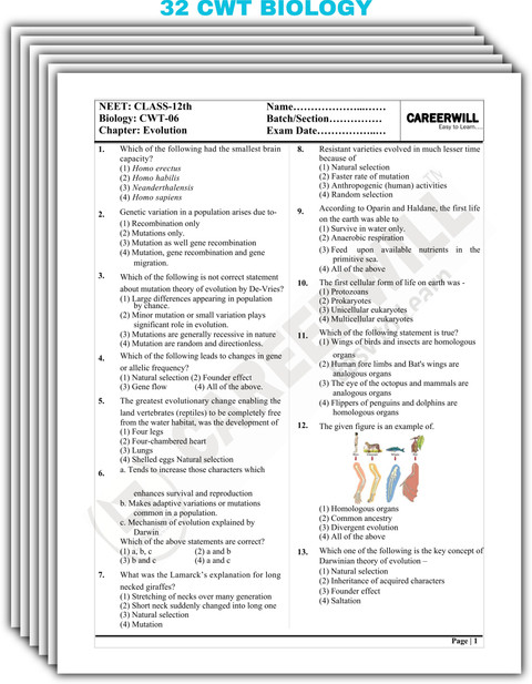 Careerwill NEET Test Series 2026 | 83 Chapterwise Tests | 3 Full ...
