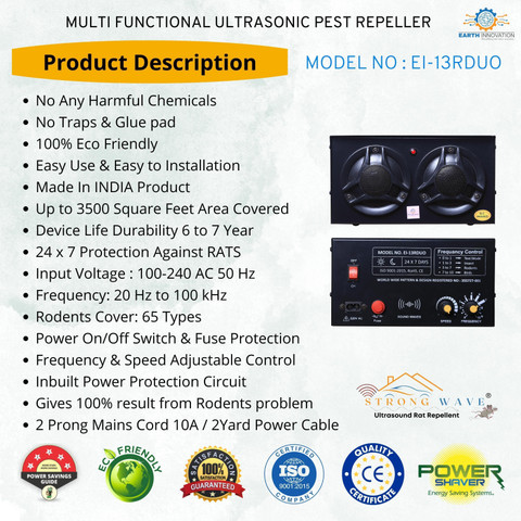 STRONG WAVE Ultrasound Rat Repellent Ultrasonic Sound Machine for Rat ...