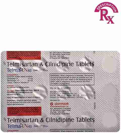 Telma LN 40 mg Tablet (15 Tab) Price in India - Buy Telma LN 40 mg ...