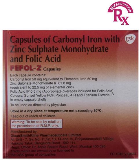 Fefol Z Capsule (15 Cap) Price in India - Buy Fefol Z Capsule (15 Cap ...