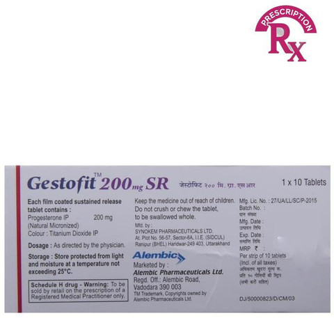 Gestofit SR 200 mg Tablet (10 Tab) Price in India - Buy Gestofit SR 200 ...