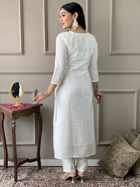 antra lifestyle Embroidered Kurta, Trouser/Pant & Dupatta Set - Buy ...