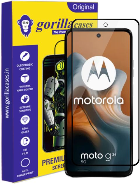 Gorilla Cases Edge To Edge Tempered Glass for Motorola G34 5G, Moto G34 ...