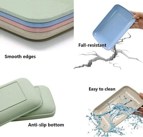 NIXIE Small Unbreakable Tableware Rectangle Food Plate Multi Color Set ...