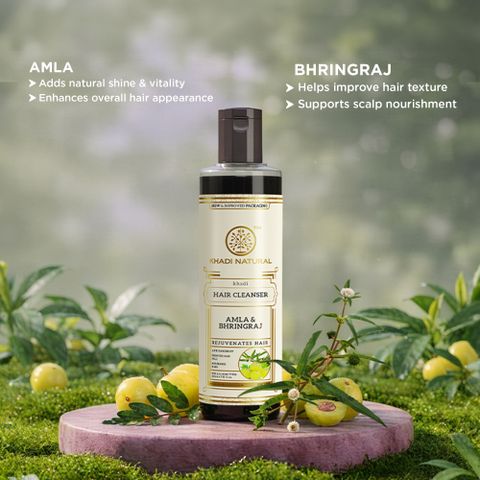 KHADI NATURAL Amla & Bhringraj Hair Cleanser Shampoo for Strong Hair ...