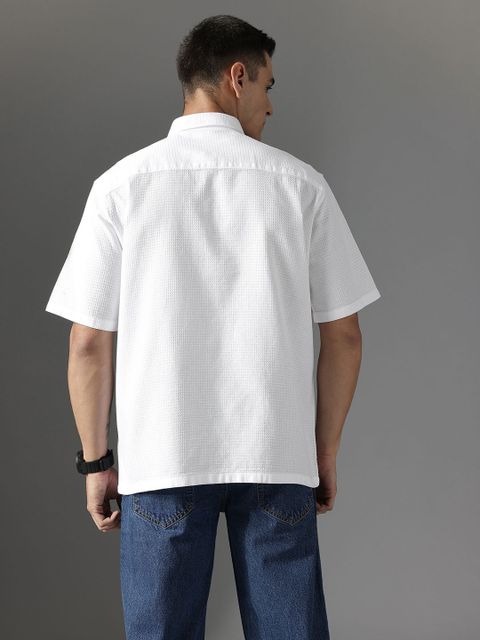 FCUK Men Self Design Casual White Shirt - Buy FCUK Men Self Design ...