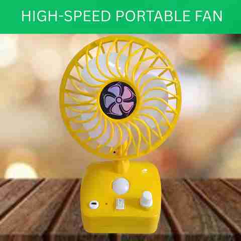 YAROH Cool USB Rechargeable Table Fan With High Speed Fan and LED Light ...