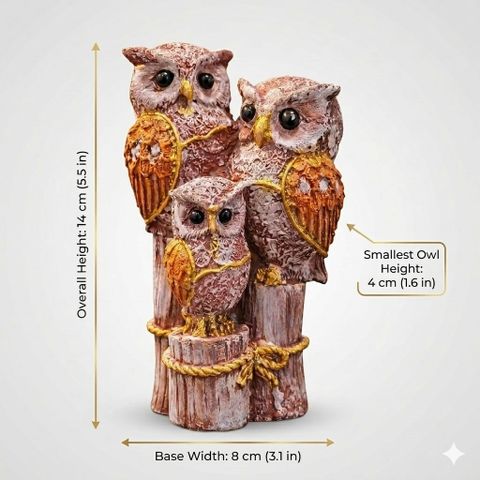 NyTraders Hand-Painted Owl Family Statue – Decorative Resin Figurine ...