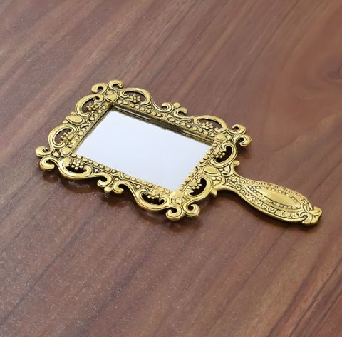 SP Handicrafts SP Handicrafts Gold Plating Metal Hand Mirror for Makeup ...