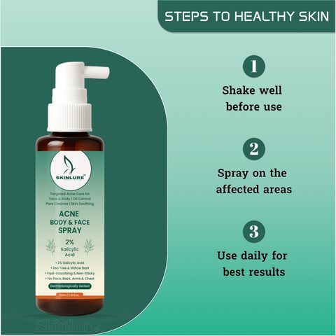 Skinlure Acne Body & Face Spray with 2% Salicylic Acid | Fast-Absorbing ...