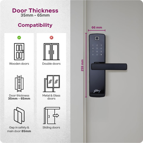 Godrej Locks Catus Connect I Smart Digital Lock for Wooden Door | 5 in ...