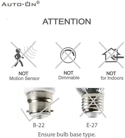 auto-on Day/Night Sensor Bulb 9W (Automatic ON During Night OFF During ...