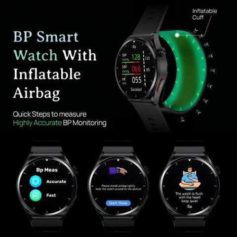 Qioob Blood Pressure (BP) Smart Watch With Inflatable Airbag | Accurate ...
