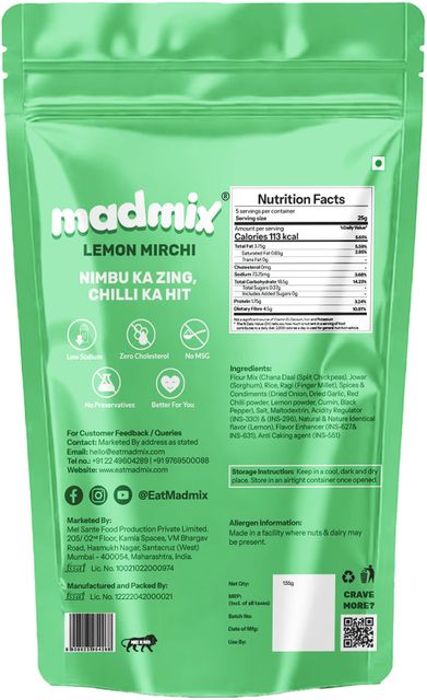 Madmix Lemon Mirchi Bhujia |100% Baked | 60% Less Fat |Lemon Flavour ...