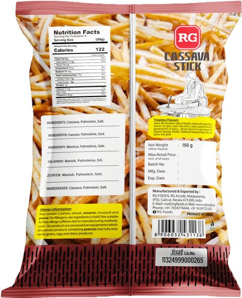 RG Cassava Sticks – 150 gm Per Pack (Pack of 3) | Healthy Gluten-Free ...