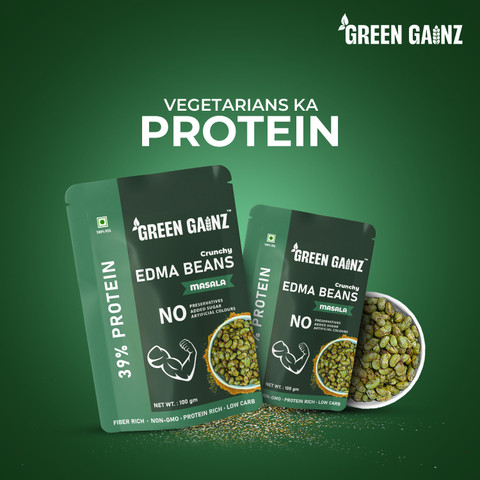 Green Gainz Roasted Edma Beans (Edamame) Masala Flavour | 100% Veg High ...