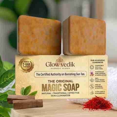 Glow vedik GlowVedik De Tan Magic Soap Saffron Sandalwood Pack of 2 ...