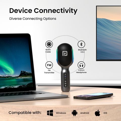 Portronics Dash 2 Wireless Bluetooth Karaoke Mic with 10W Speaker, Upto ...