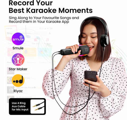 Portronics Dash 2 Wireless Bluetooth Karaoke Mic with 10W Speaker, Upto ...