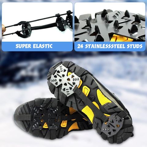 PROBEROS Ice Cleats Crampons 24 Teeth Ice Gripper for Shoes and Boots ...