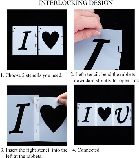 DEQUERA Alphabet Letter Stencils 2 inch, 68 Pcs Reusable Plastic Letter ...