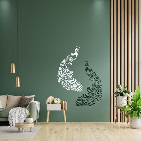 peacock wall stencil