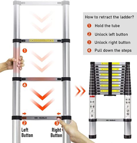 KriShyam ® Telescopic Ladder 23 FT/7 M, 18 Step Ladder Multi-Purpose ...