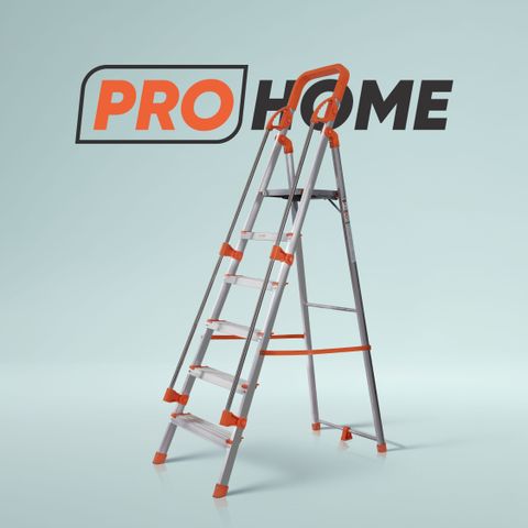 ProHome 6 Steps Ladder with Railing and Anti Slip Shoes Aluminium ...