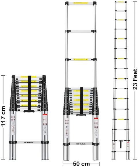 KriShyam ® Telescopic Ladder 23 FT/7 M, 18 Step Ladder Multi-Purpose ...