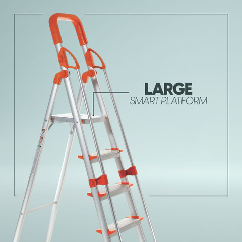 ProHome 6 Steps Ladder with Railing and Anti Slip Shoes Aluminium ...