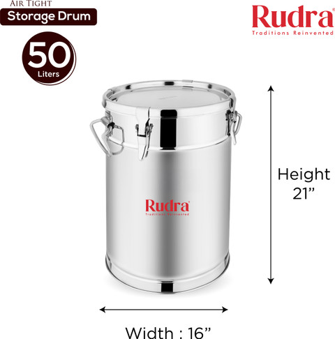 Rudra SS Stainless Steel Air Tight Container/Box Airtight Storage Drum ...