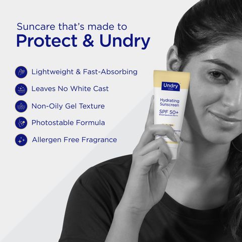Undry Sunscreen - SPF 50+ PA+++ Hydrating Sunscreen for Dry Skin (50g ...