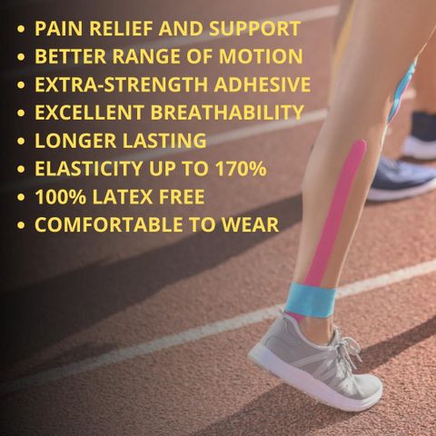 HEALTHTREK Waterproof Recovery Tape 5M x 5CM Kinesiology Muscle Pain ...