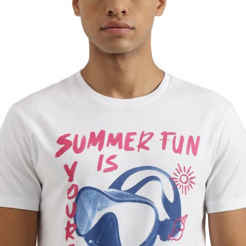 United Colors of Benetton Printed Men Round Neck White T-Shirt - Buy ...