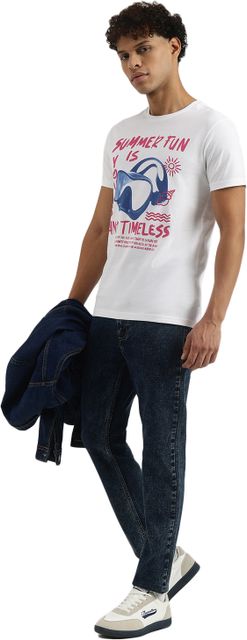 United Colors of Benetton Printed Men Round Neck White T-Shirt - Buy ...
