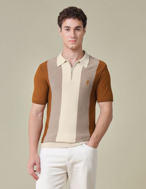U.S. POLO ASSN. Colorblock Men Polo Neck Brown T-Shirt - Buy U.S. POLO ...